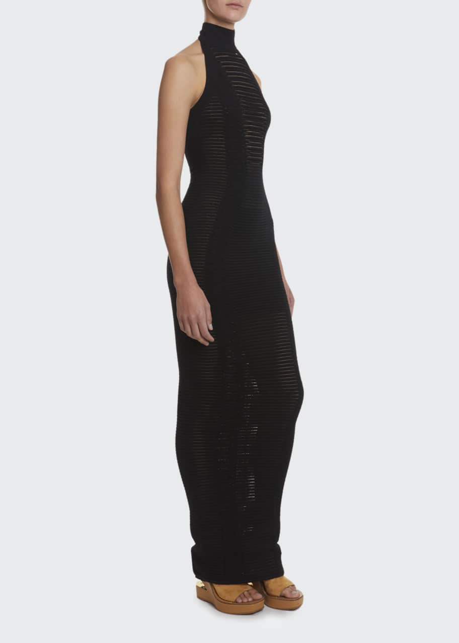 Balmain Long Transparent-Striped Bodycon Halter Dress - Bergdorf Goodman