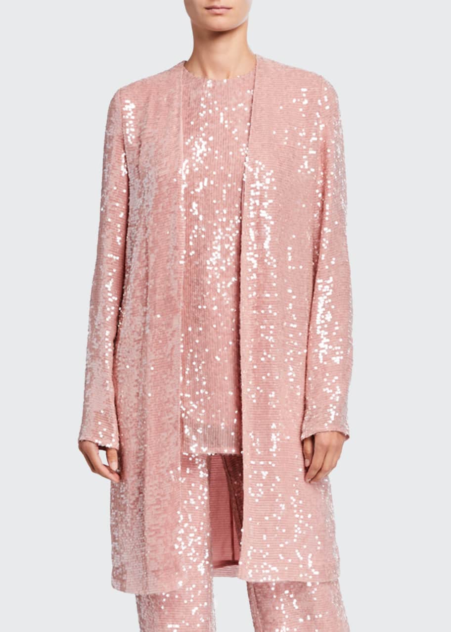 LAPOINTE Sequined Jersey Duster Jacket, Pink - Bergdorf Goodman