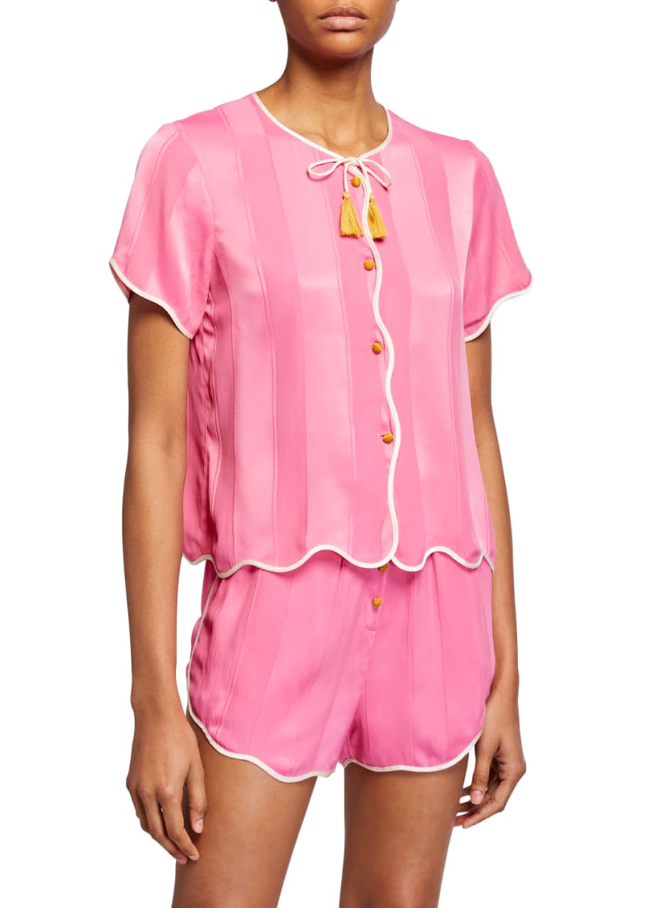 Morgan Lane Beatrice Scalloped Pajama Top Bergdorf Goodman