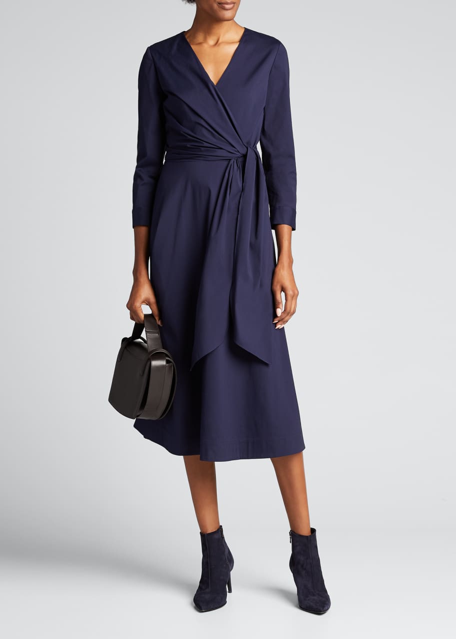 Lafayette 148 New York Penelope Stretch-Cotton Wrap-Front Midi Dress ...