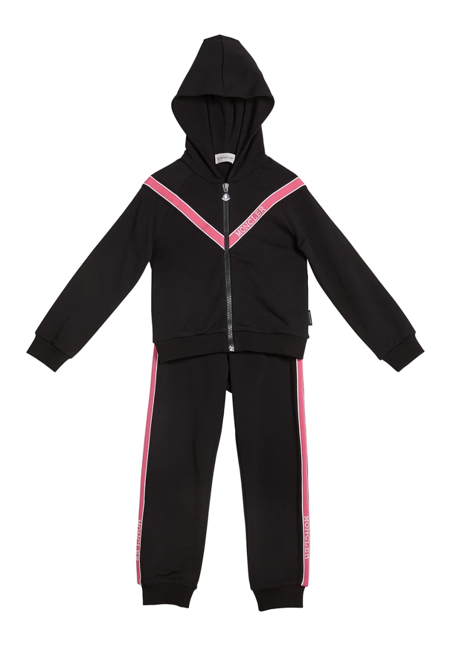 Moncler Girl's Two-Piece Jogging Set w/ Logo Taping, Size 4-6 ...