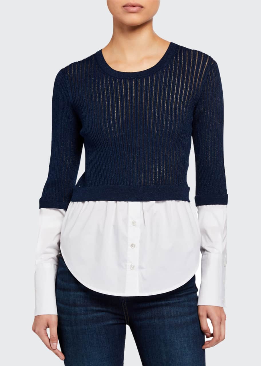 Veronica Beard Kaley Mixed Media Sweater - Bergdorf Goodman