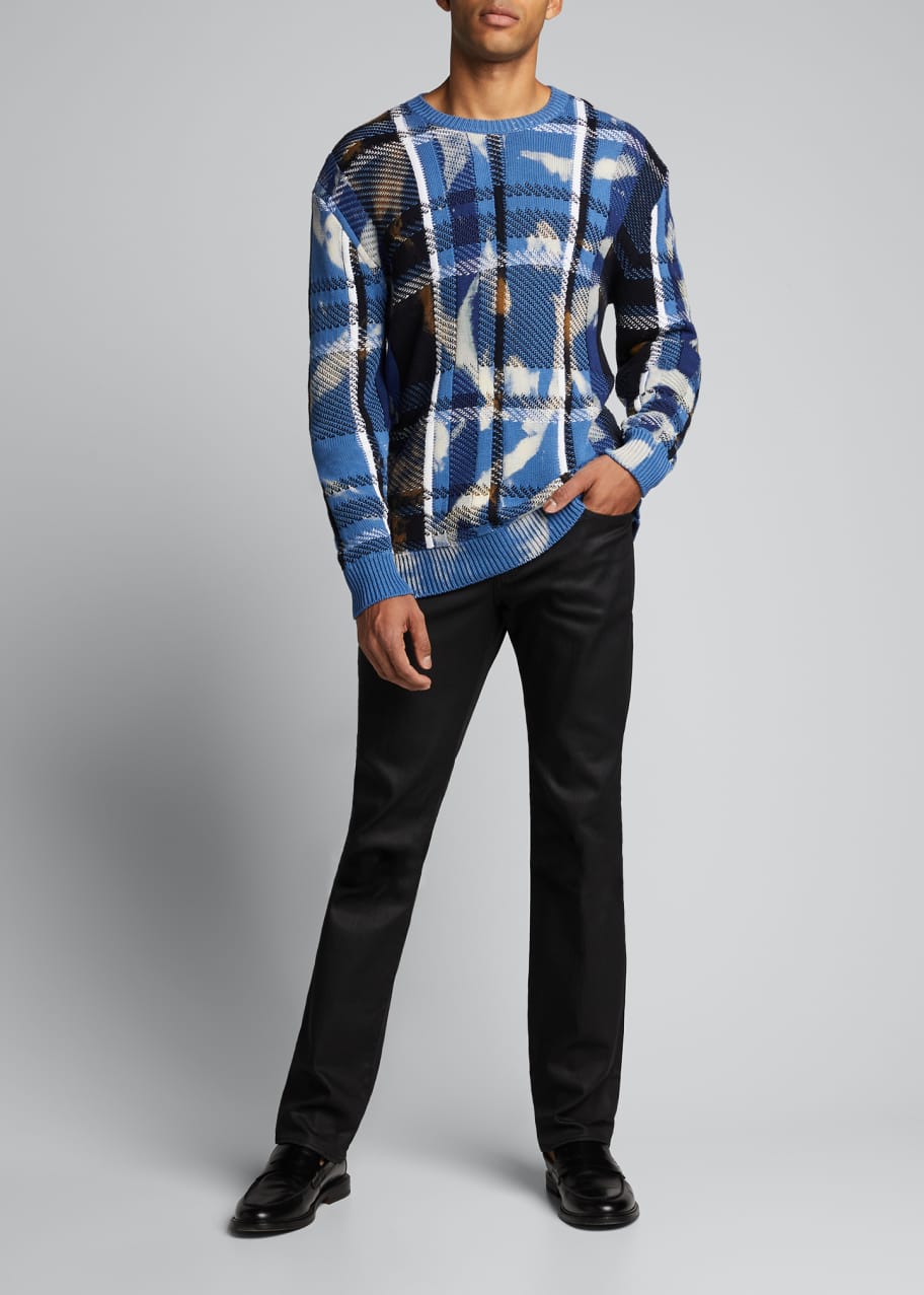 Versace Men's Bleached Plaid Sweater - Bergdorf Goodman