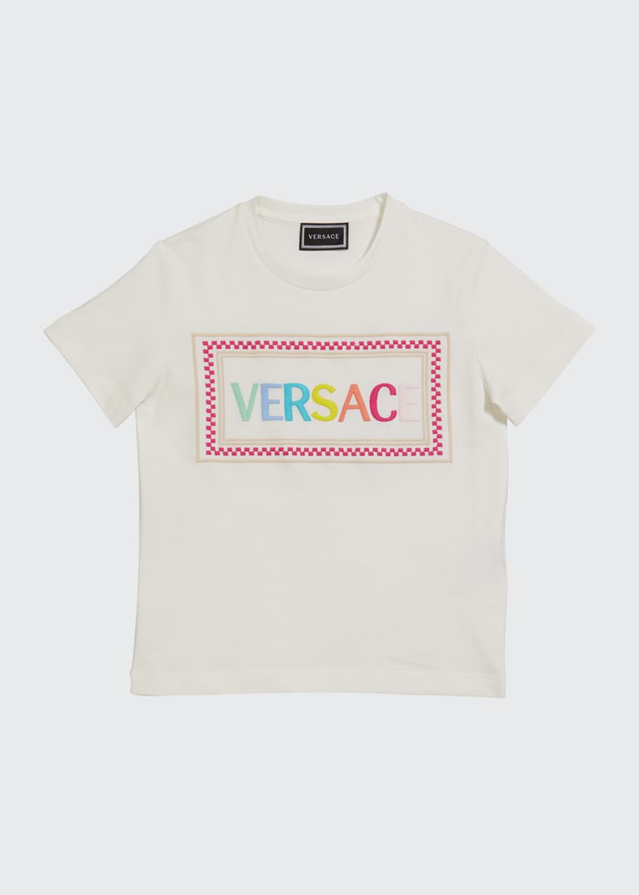 Versace Girl's Rainbow Letters Block Logo Tee, Size 8-14 - Bergdorf Goodman