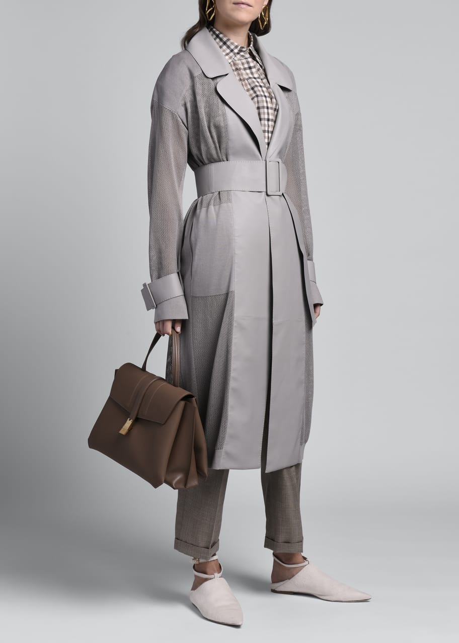 Agnona Netted Trench Coat with Leather Trim - Bergdorf Goodman