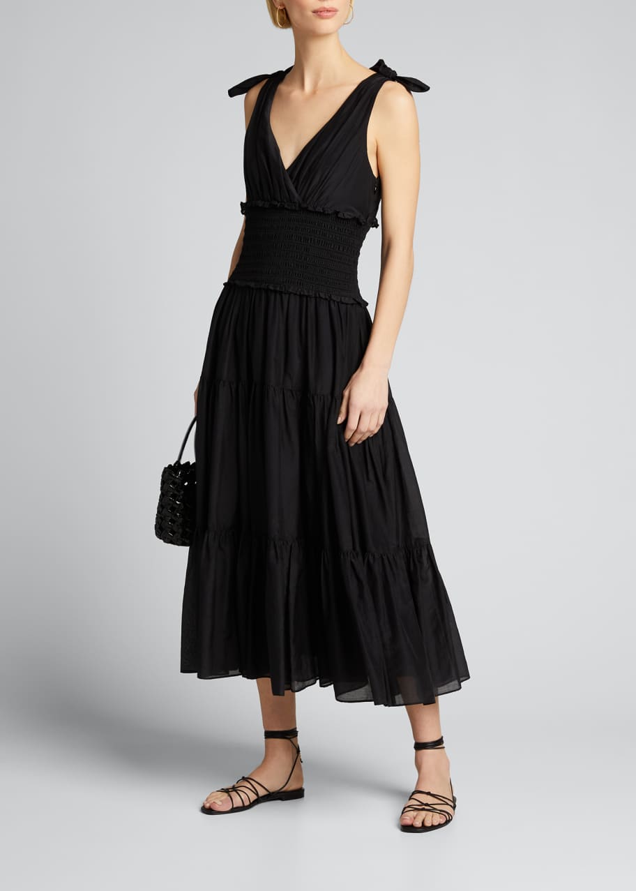 Cinq a Sept Tamar Smocked Tiered Midi Dress - Bergdorf Goodman