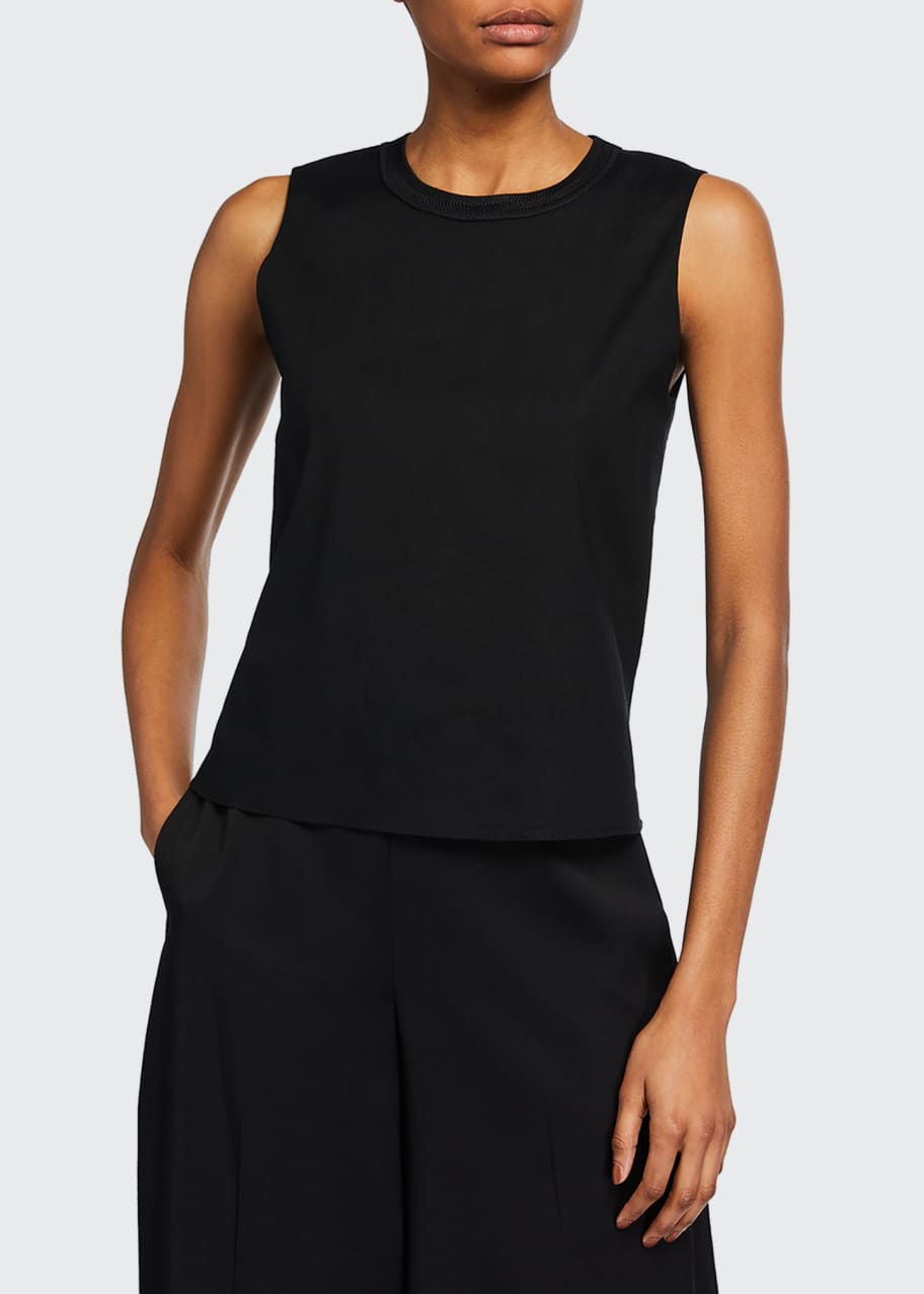 Vince Linen Rib Trim Shell - Bergdorf Goodman