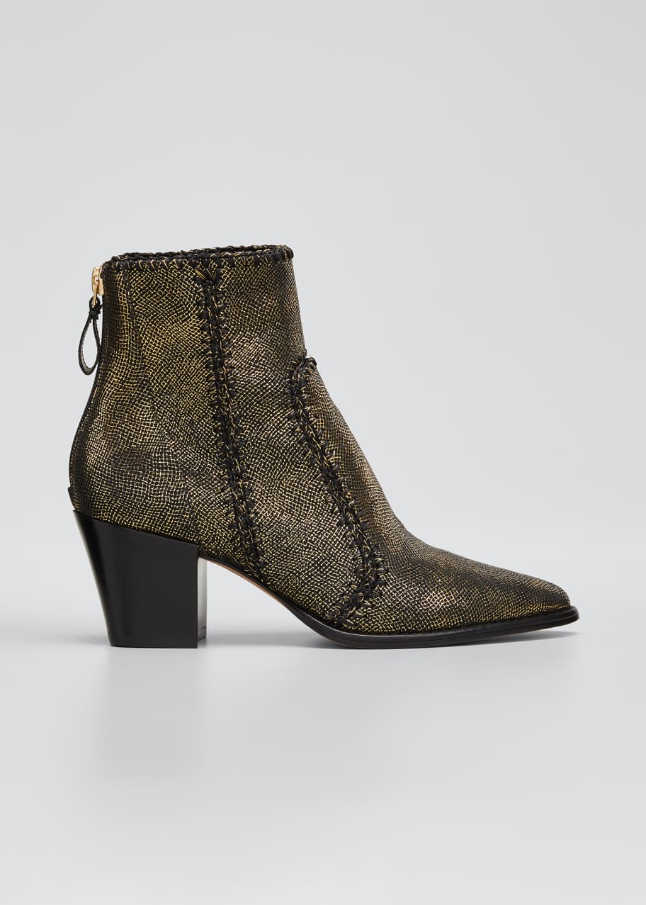 Alexandre Birman Benta Metallic Ankle Zip Booties - Bergdorf Goodman