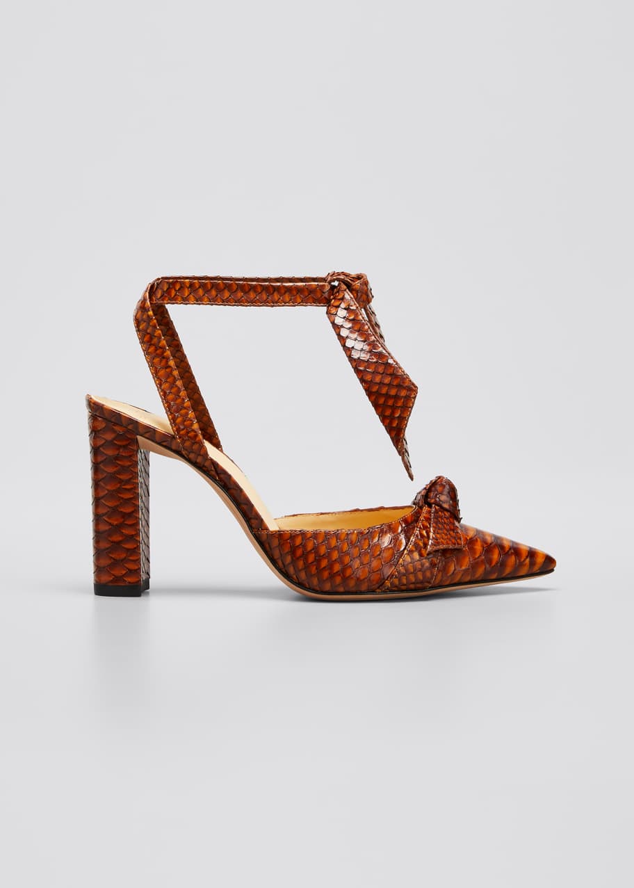 Alexandre Birman Clarita Ankle-Wrap Python Pumps - Bergdorf Goodman