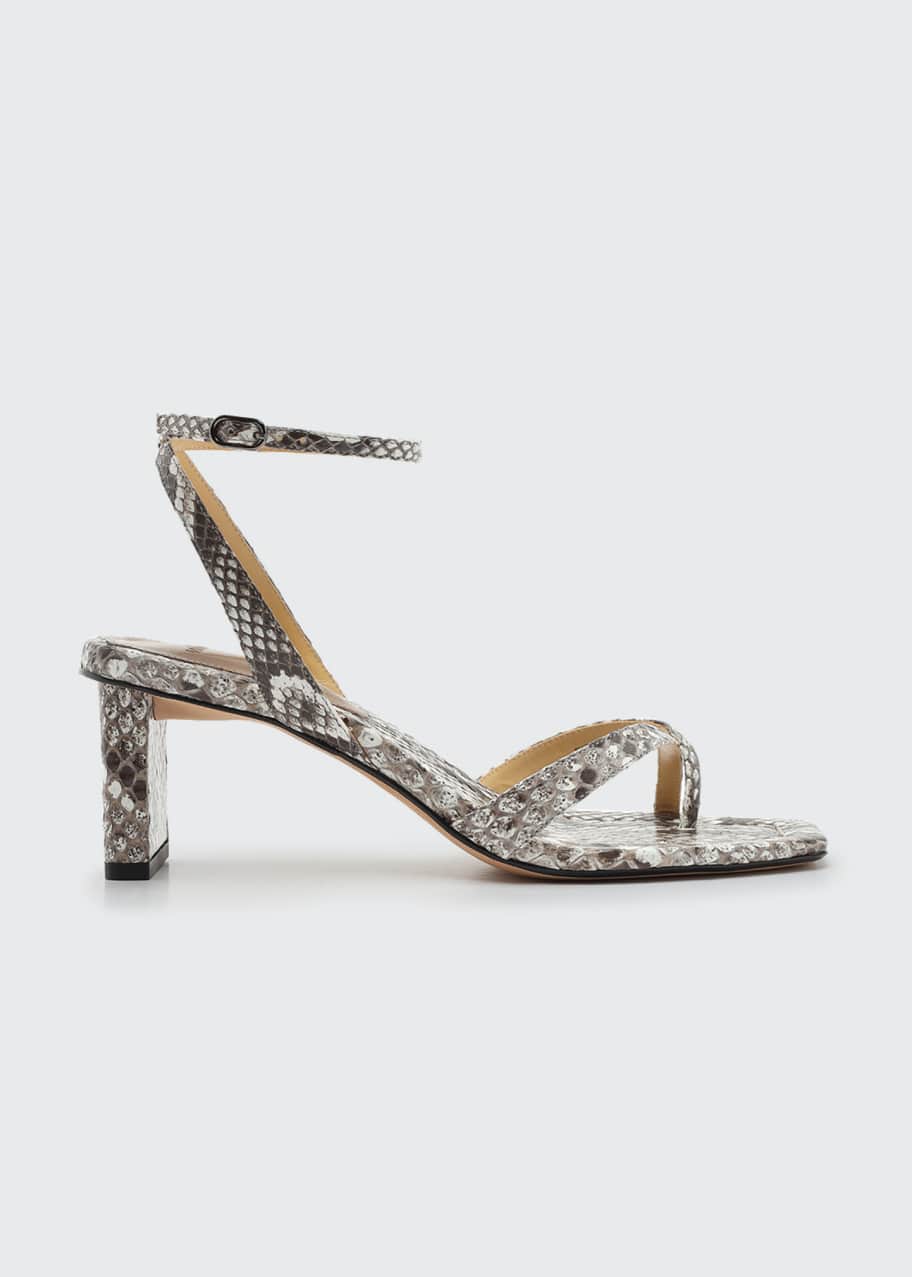 Alexandre Birman Nelly Python Square-Toe Sandals - Bergdorf Goodman