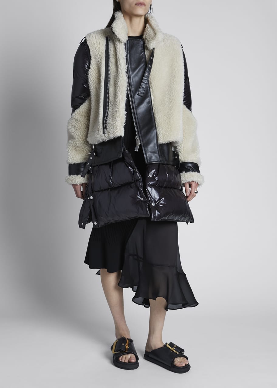 SACAI Teddy Bear Wool Moto Puffer Jacket - Bergdorf Goodman