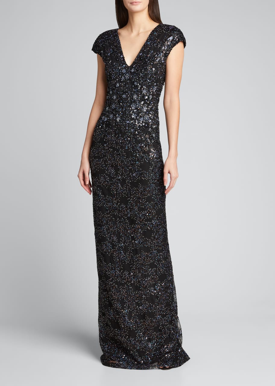 Pamella Roland Metallic Sequin Embroidered Gown - Bergdorf Goodman