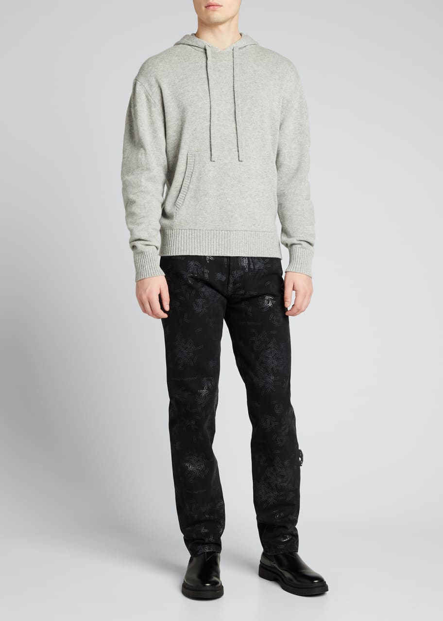 Off-White Men's Diagonal-Sleeve Cashmere Hoodie - Bergdorf Goodman