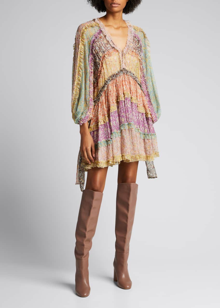 Zimmermann Carnaby Frill Blouson-Sleeve Dress - Bergdorf Goodman