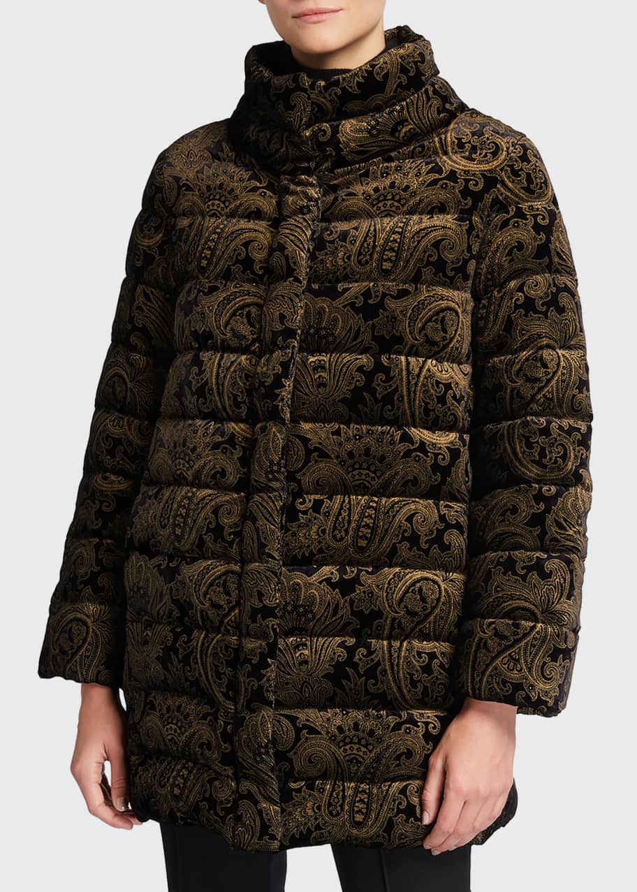 Etro Metallic Paisley Devore Down Puffer Jacket - Bergdorf Goodman