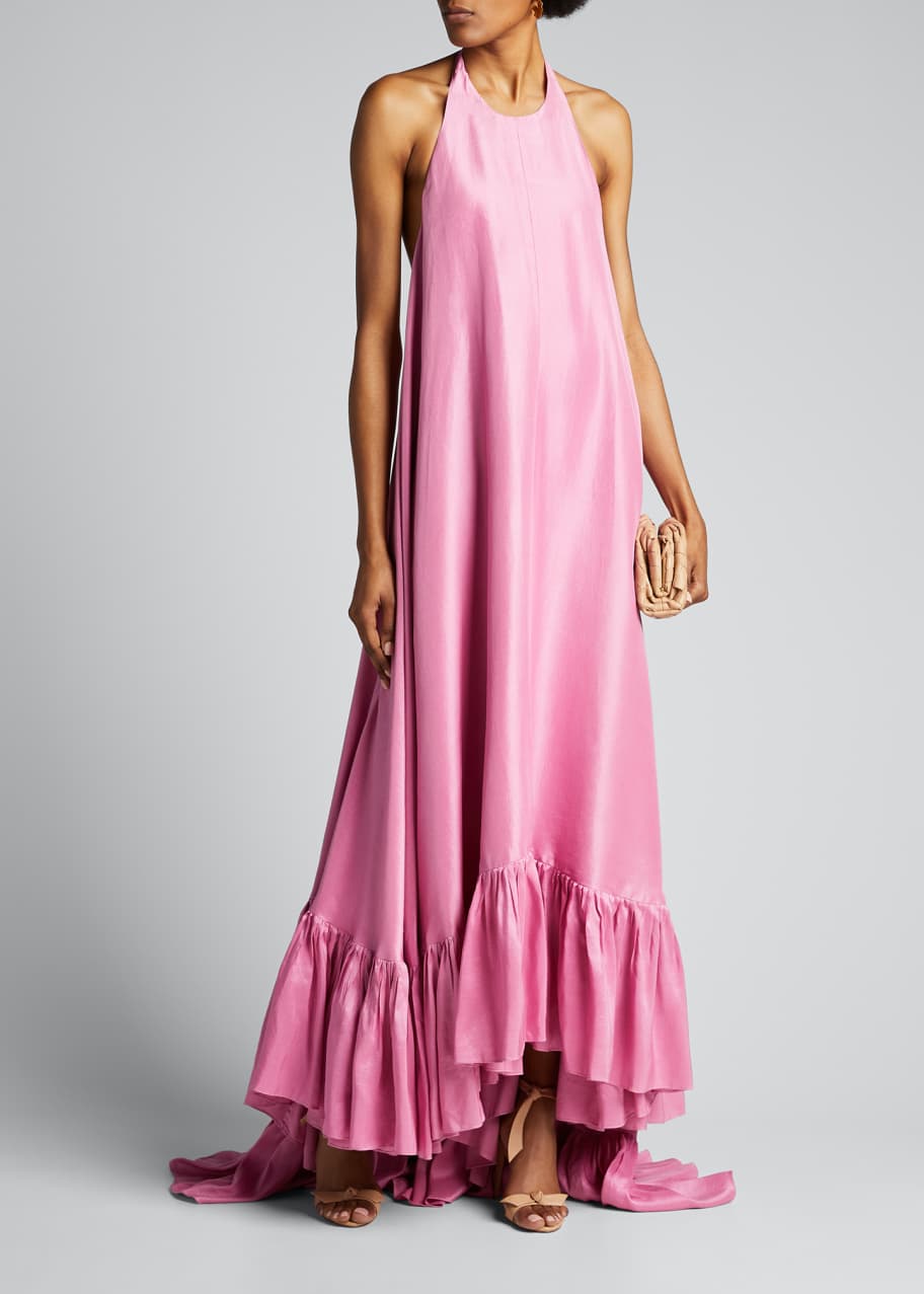 Azeeza Sadie Open-Back Ruffle Halter Dress - Bergdorf Goodman