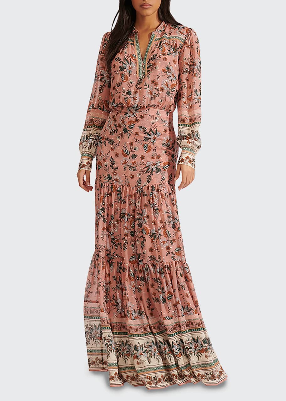 Veronica Beard Sama Floral Tiered Skirt Maxi Dress - Bergdorf Goodman