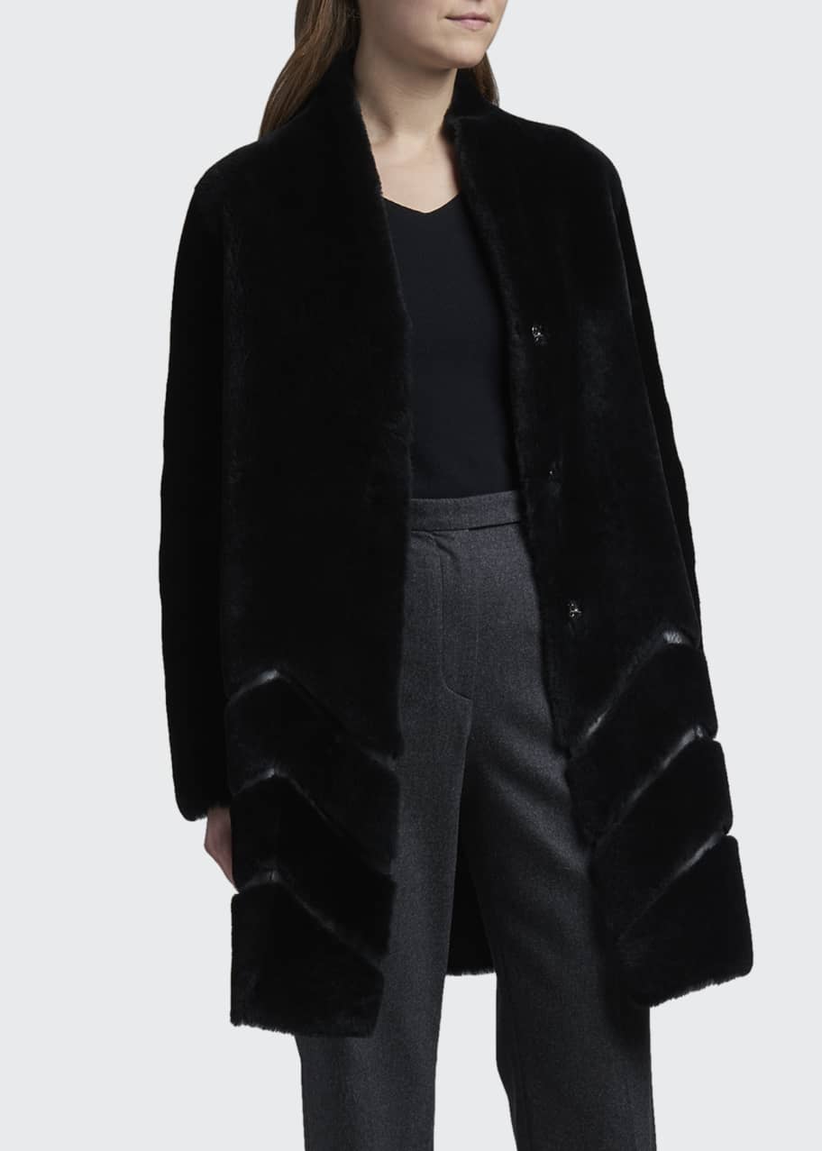 Giorgio Armani Shearling Reversible Leather Chevron Coat - Bergdorf Goodman
