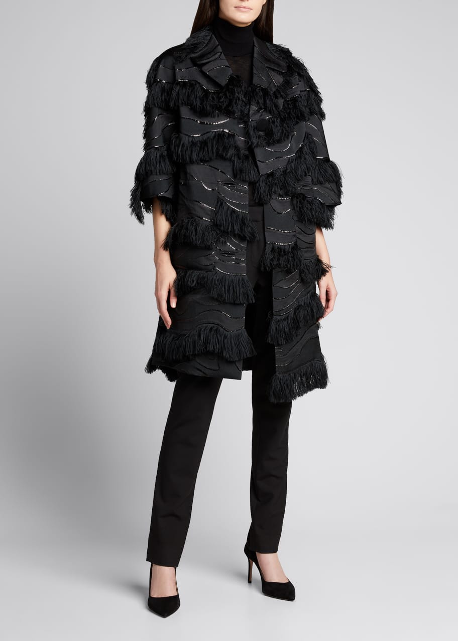 Libertine Mourning Fringed Coat w/ Metallic Detail - Bergdorf Goodman