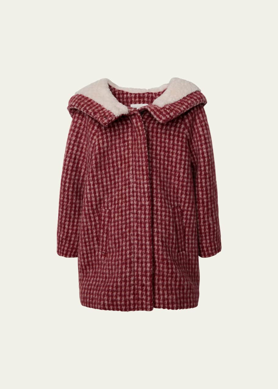 Chloe Girl's Check-Print Hooded Faux-Fur Jacket, Size 6-10 - Bergdorf ...