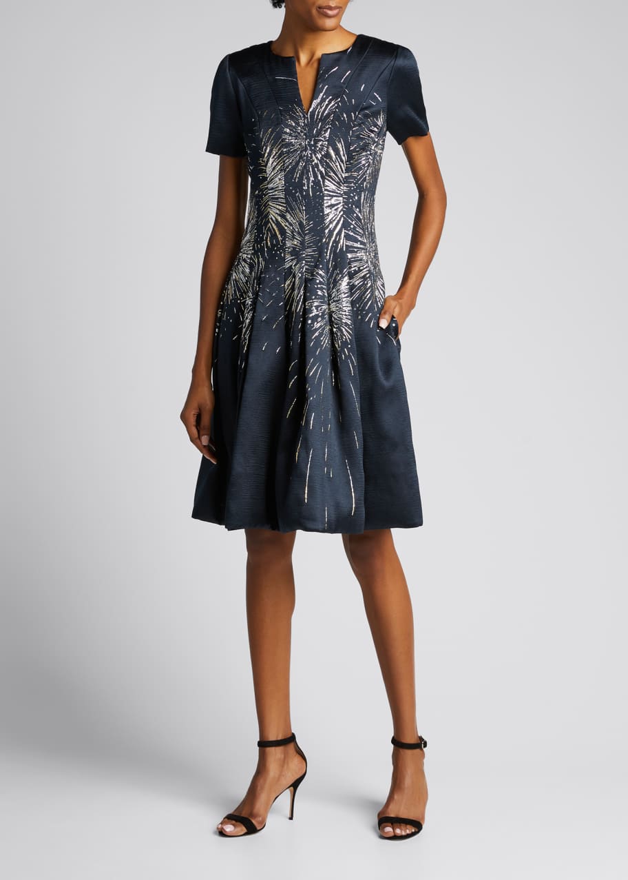 Oscar de la Renta Embroidered Firework A-Line Dress - Bergdorf Goodman