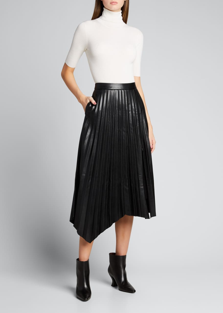 SIMKHAI Jayla Vegan Leather Pleated Midi Skirt - Bergdorf Goodman