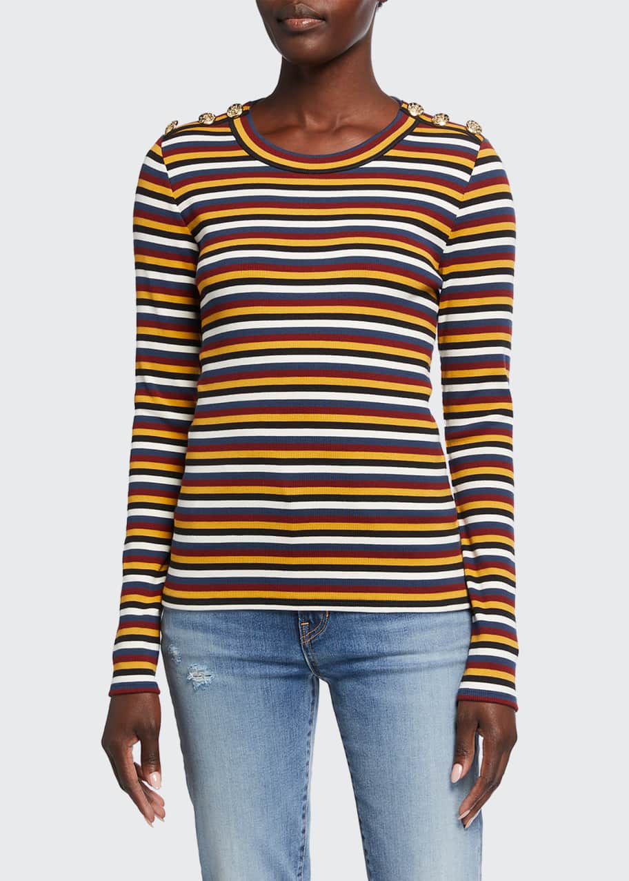 Veronica Beard Mayer Striped Long-Sleeve Top - Bergdorf Goodman