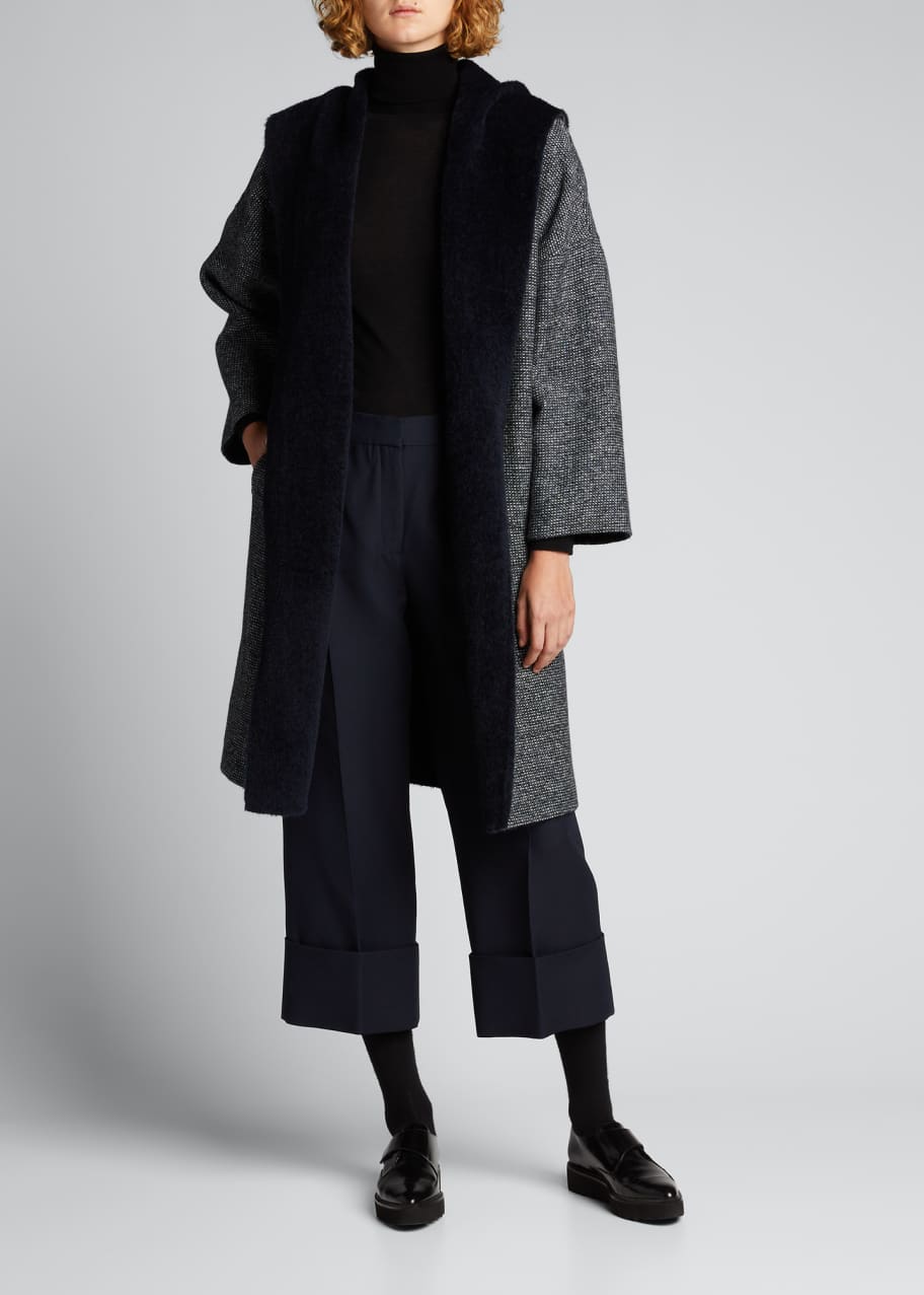 Max Mara Erba Tweed Hooded Reversible Wrap Coat - Bergdorf Goodman
