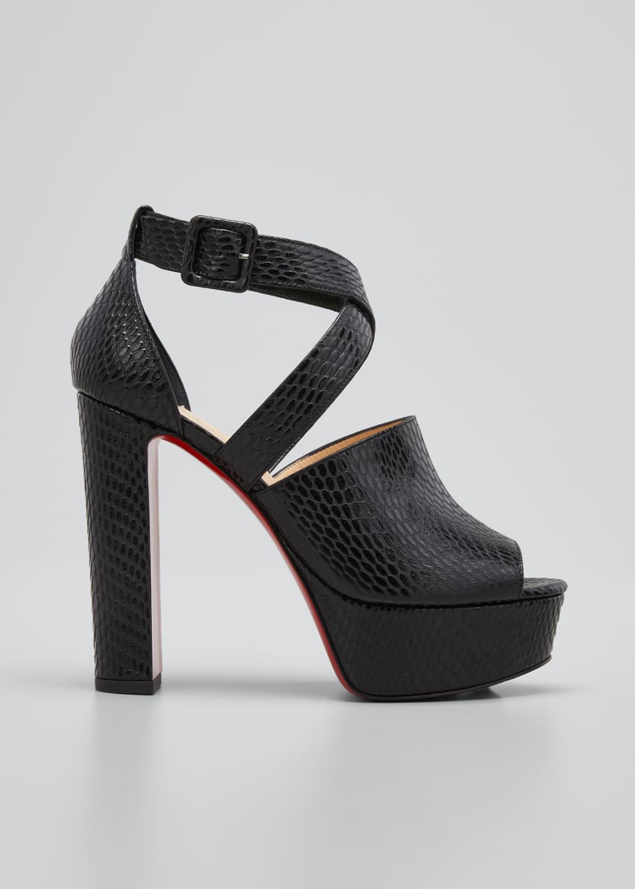 Christian Louboutin Snake-Print Red Sole Platform Sandals - Bergdorf ...