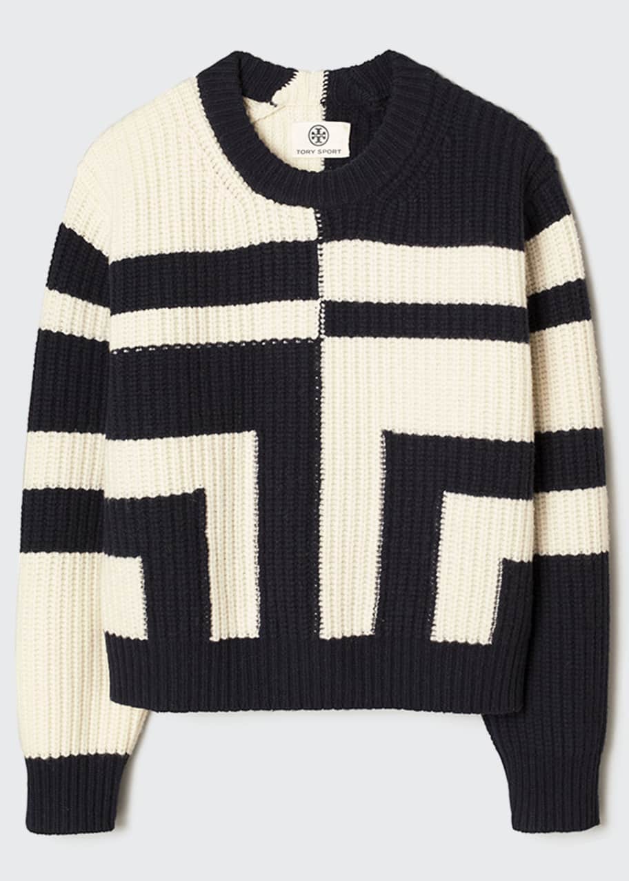 Tory Sport Two-Tone Ribbed Merino Wool Sweater - Bergdorf Goodman