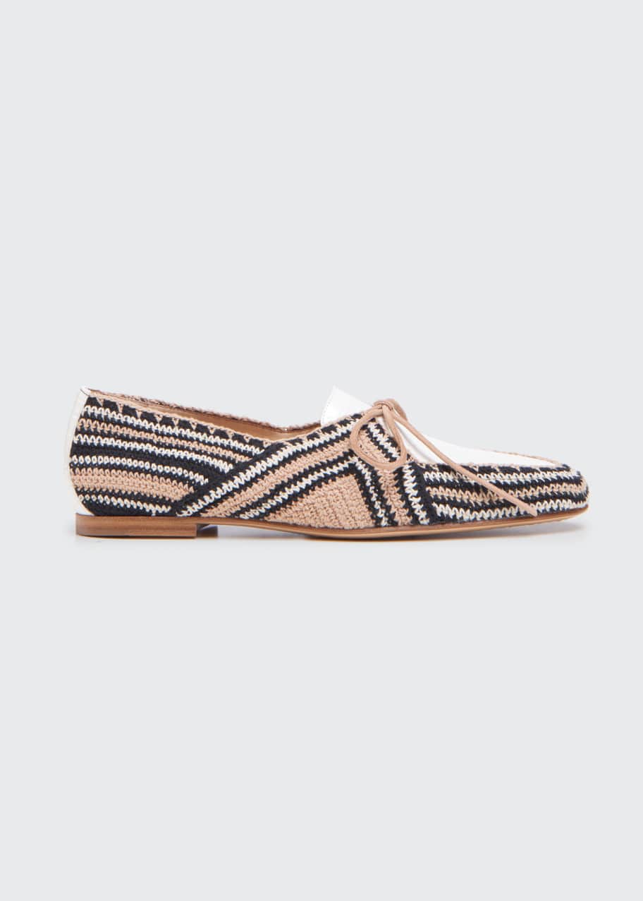 Gabriela Hearst Hay Mock-Croc Striped Crochet Loafers - Bergdorf Goodman