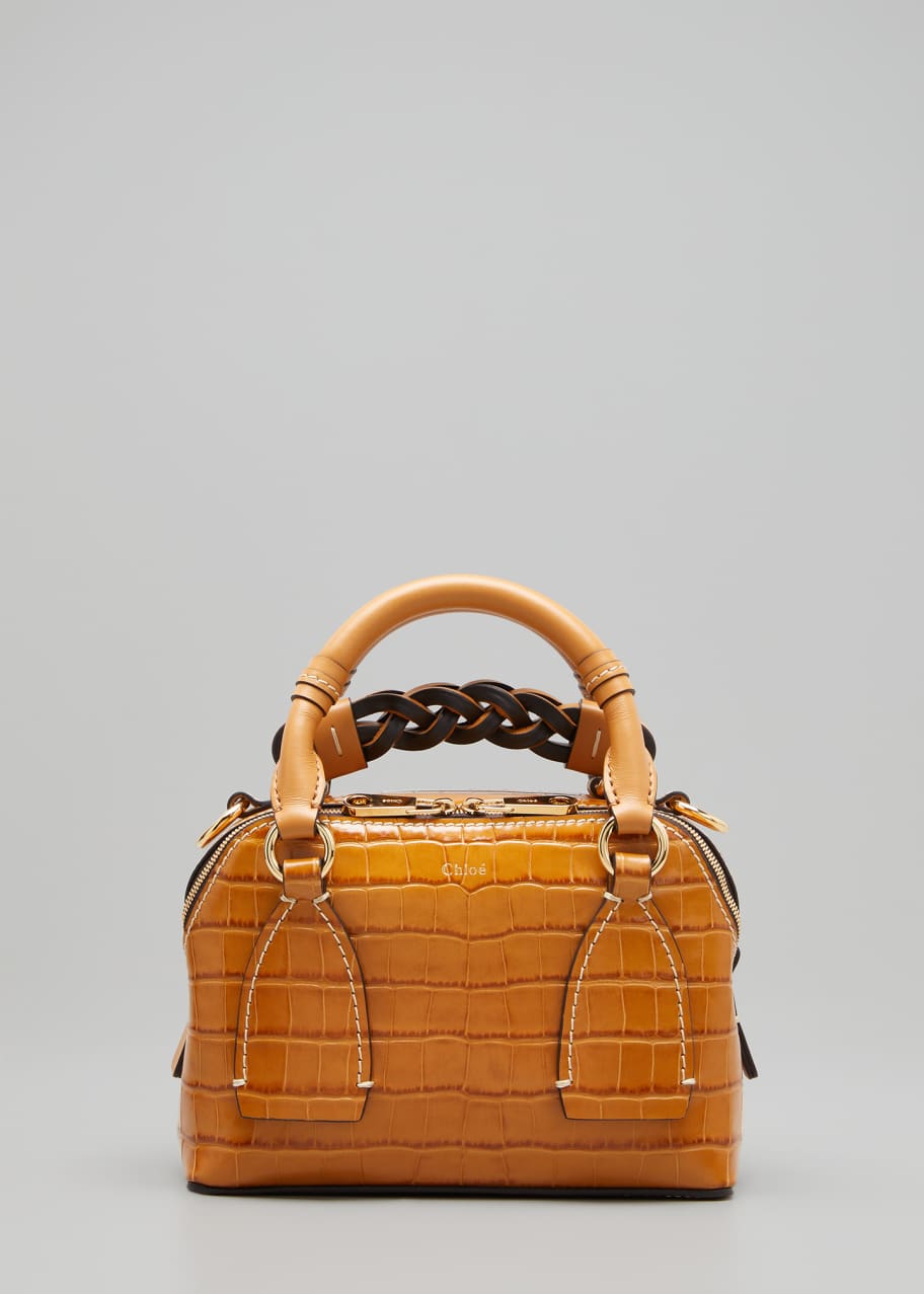 Chloe Daria Small Croc-Embossed Satchel Bag - Bergdorf Goodman