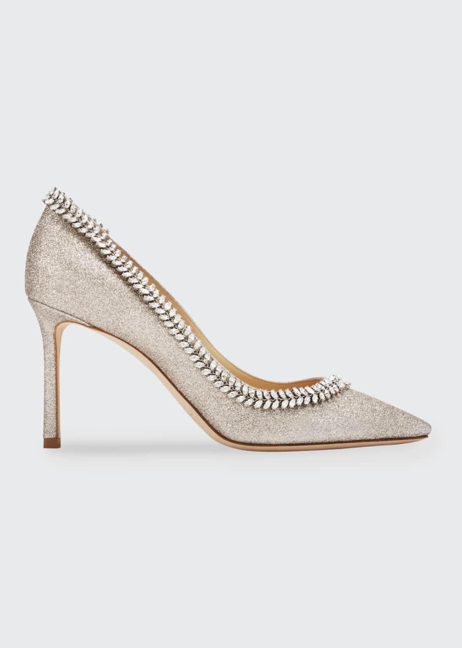 Jimmy Choo Romy Glitter Crystal 100mm Pumps - Bergdorf Goodman