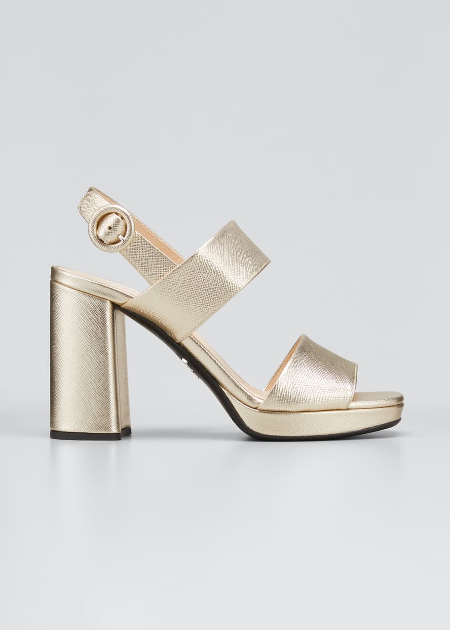 Prada 95mm Metallic Leather Platform Sandals - Bergdorf Goodman