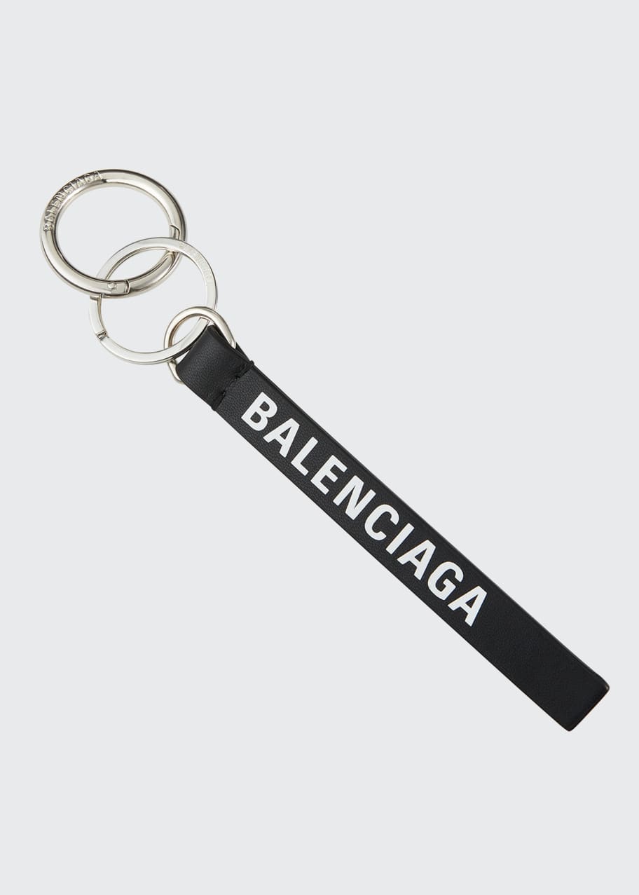 Balenciaga Men's Leather Logo Keychain - Bergdorf Goodman