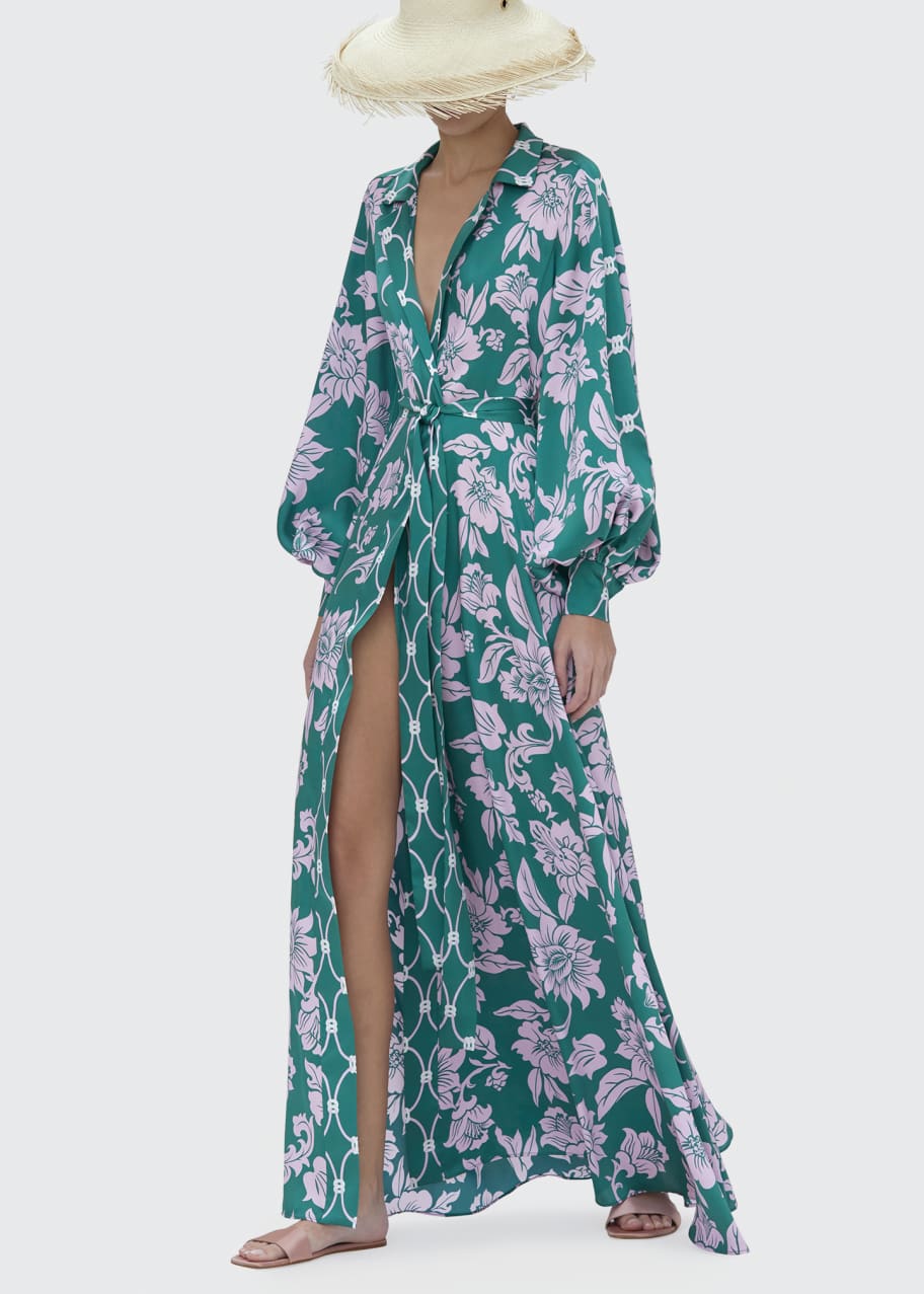 Alexis Basila Floral-Print Long Coverup Dress - Bergdorf Goodman