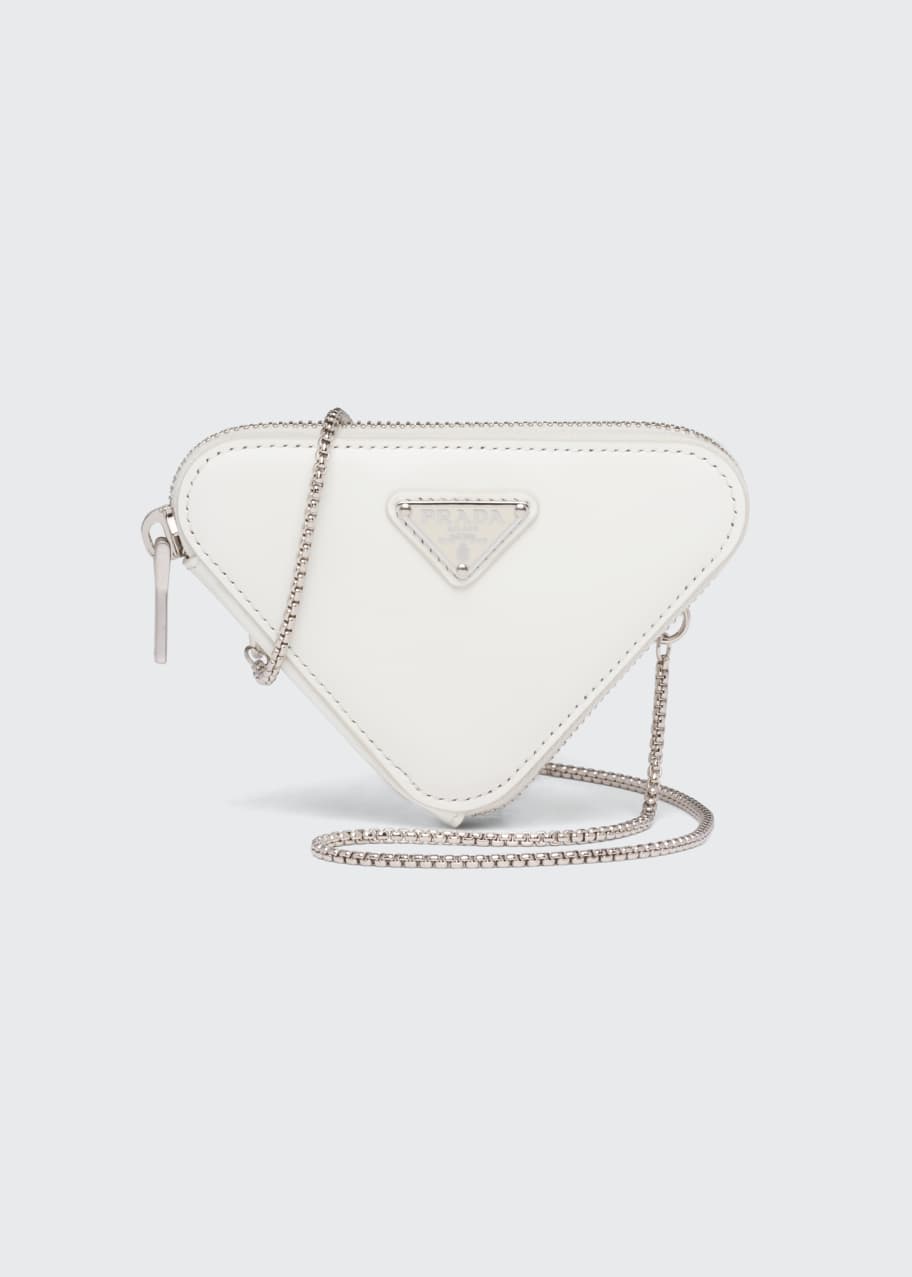 Prada Triangle Calfskin Pouch Necklace Charm Bag - Bergdorf Goodman