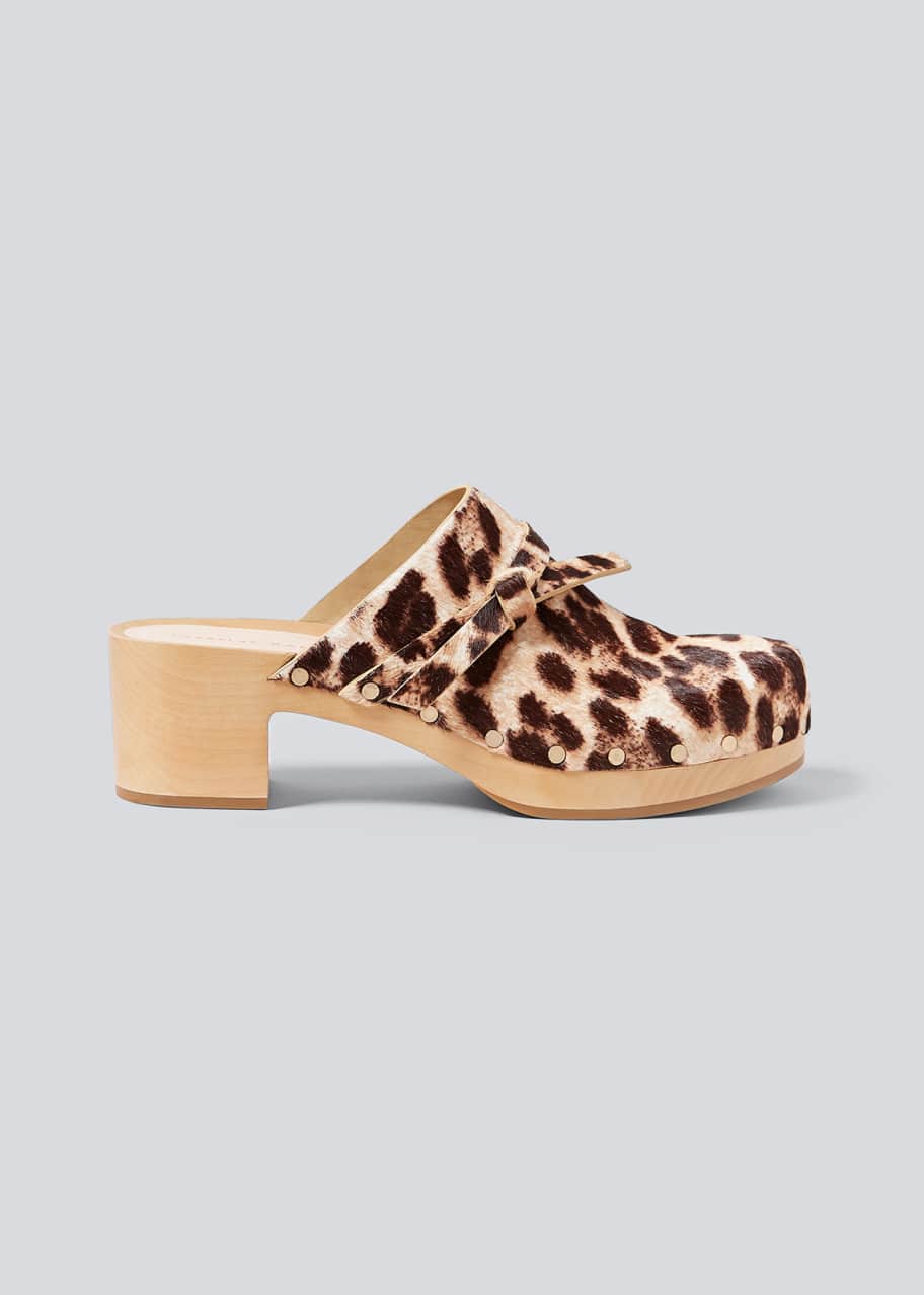 Loeffler Randall Roberta Leopard-Print Calf Hair Clogs - Bergdorf Goodman