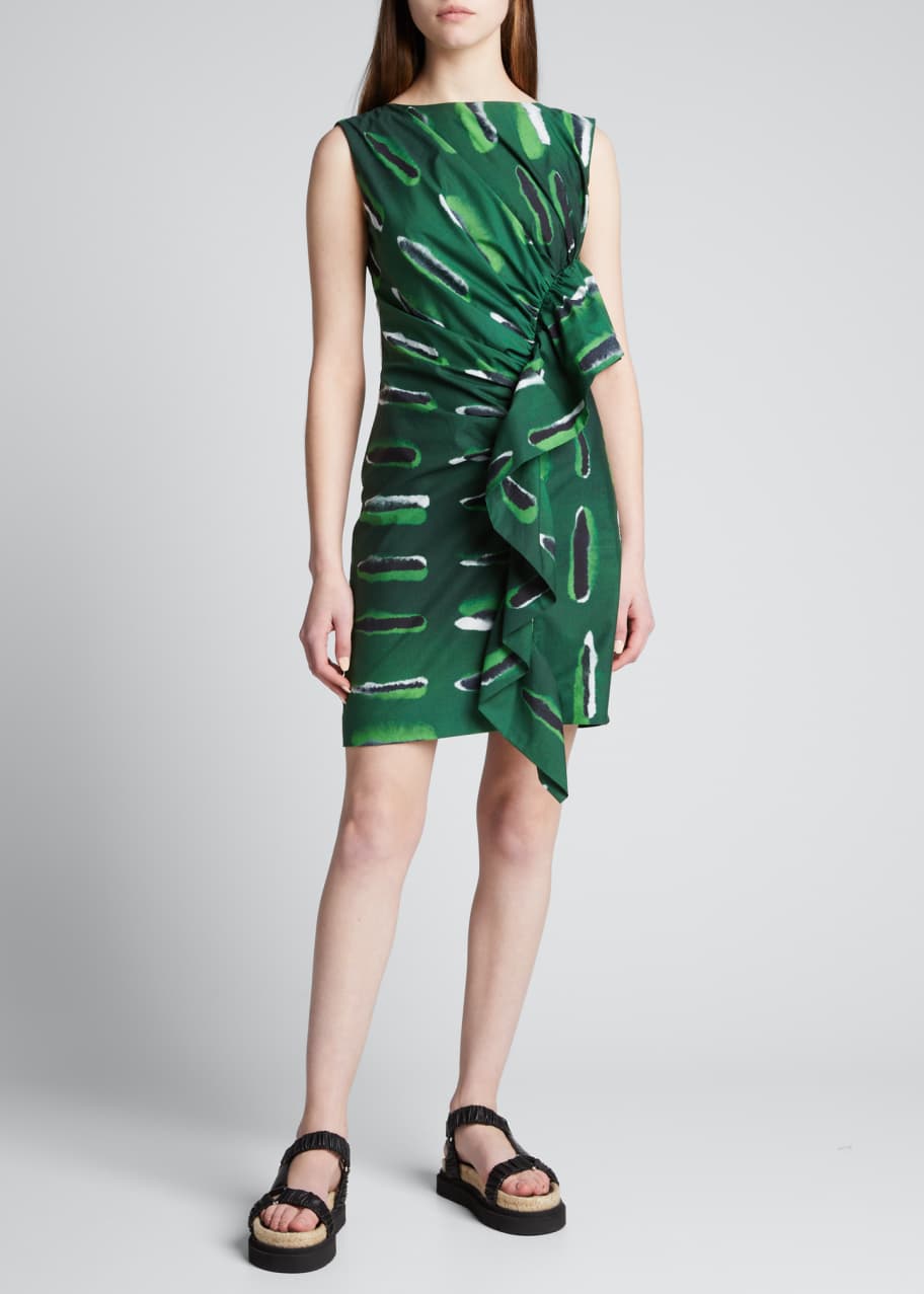 Dries Van Noten Ruched Abstract-Print Mini Dress - Bergdorf Goodman