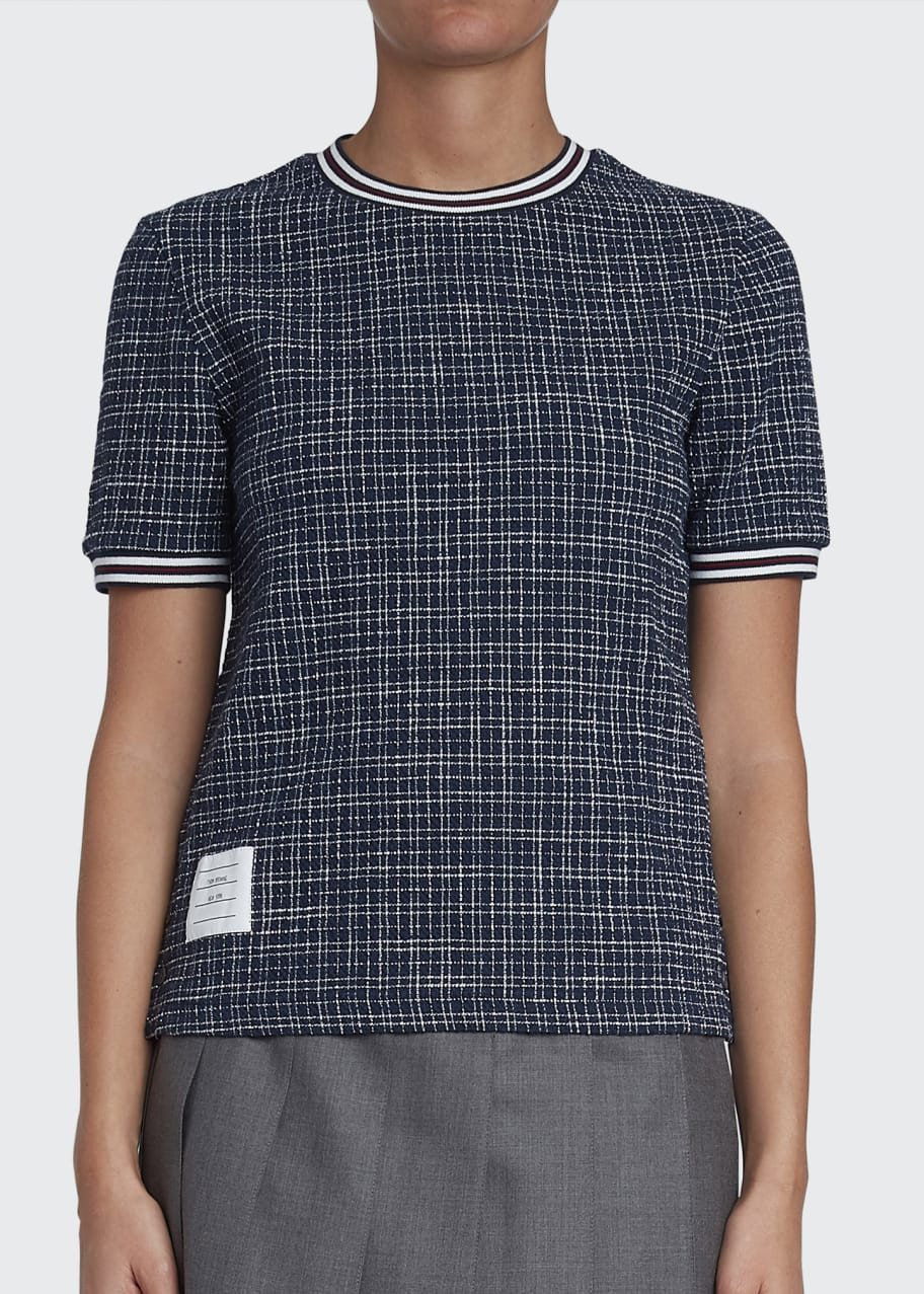 Thom Browne Tweed Check-Print Tee - Bergdorf Goodman