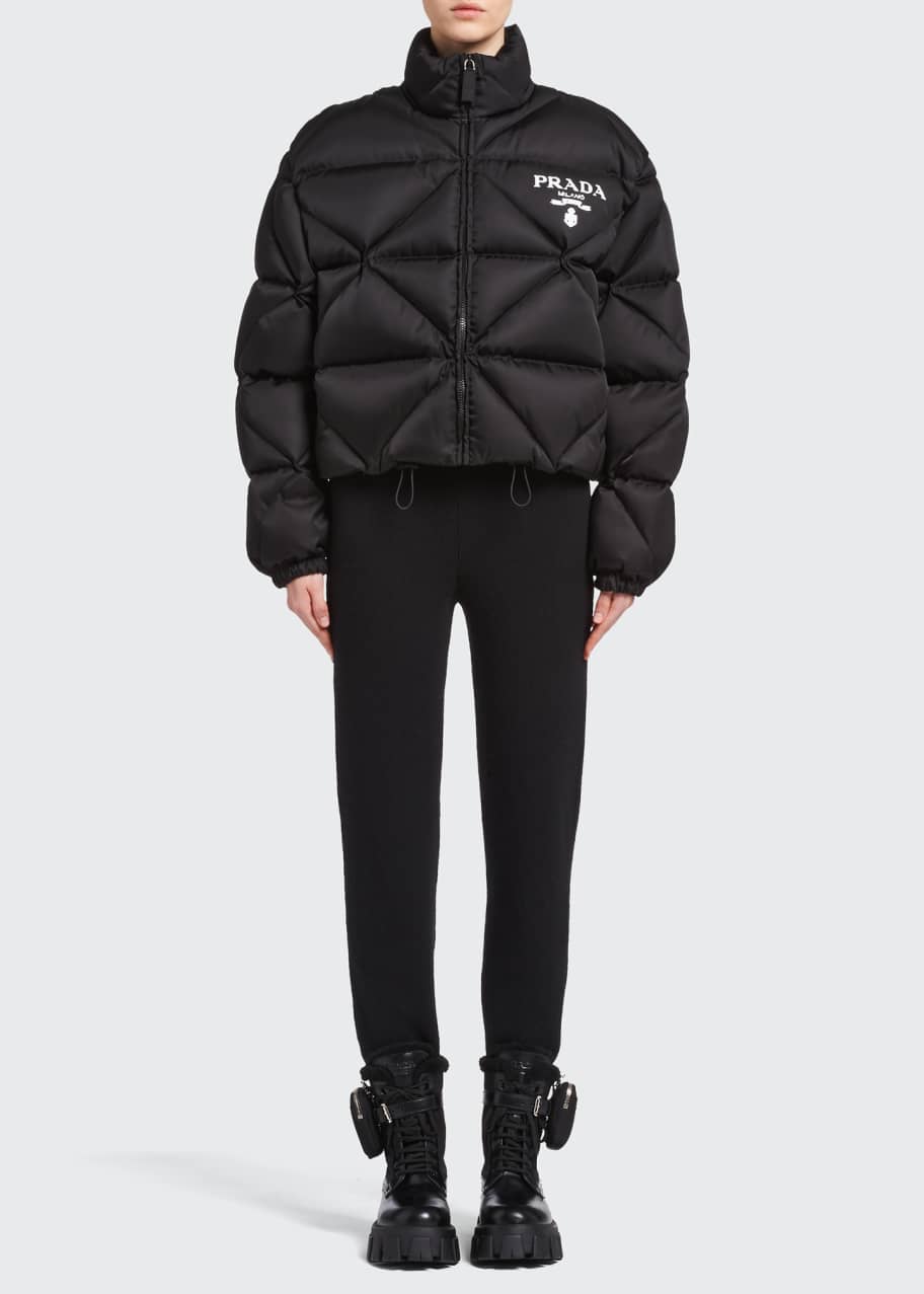 Prada Re-Nylon Quilted Logo-Print Down Jacket - Bergdorf Goodman