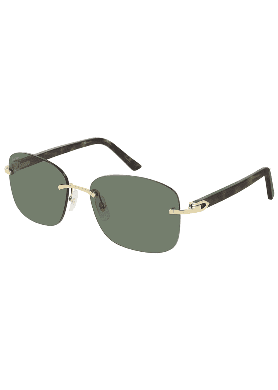 Cartier Men's Rimless Square Tortoiseshell Sunglasses - Bergdorf Goodman