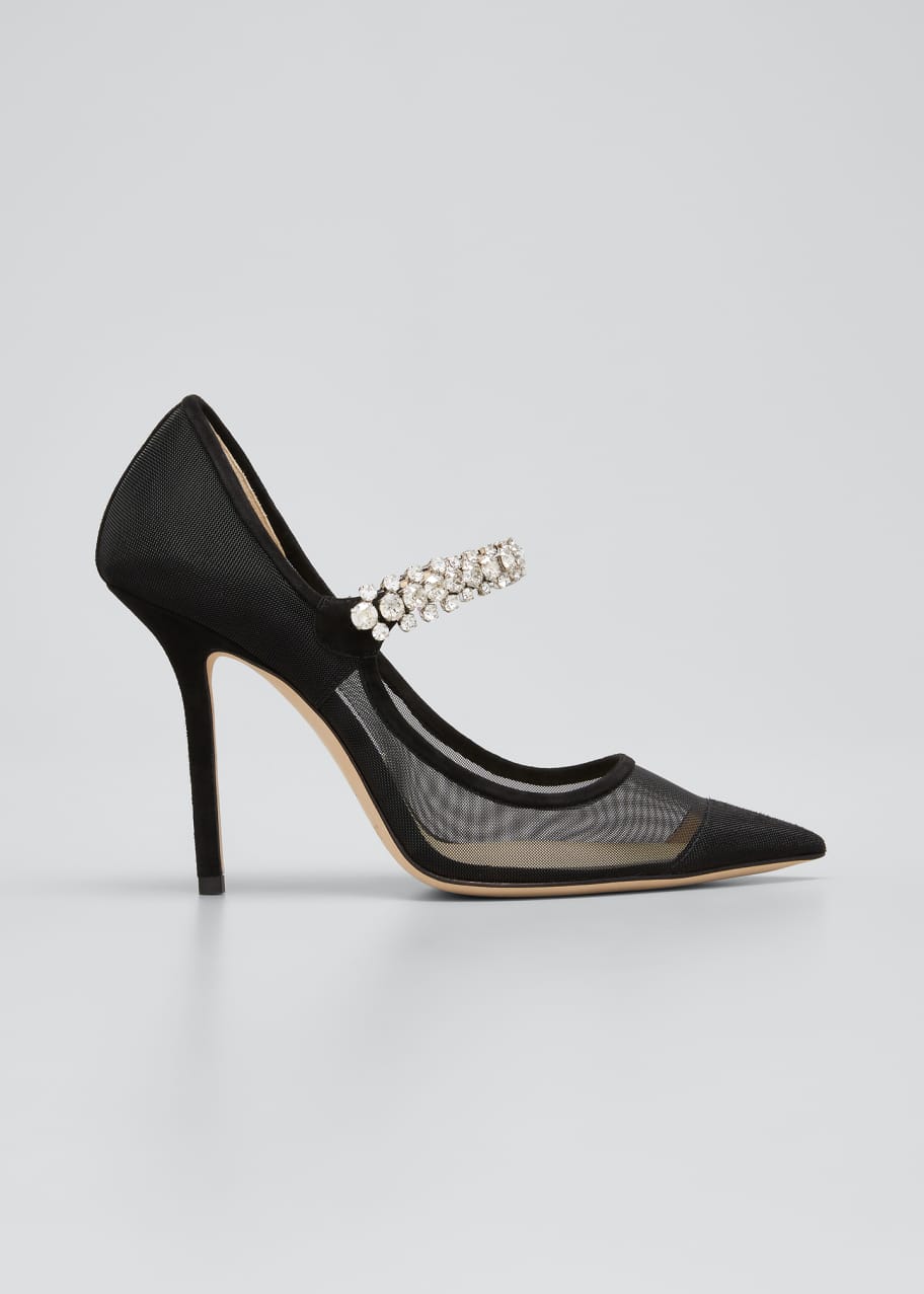 Jimmy Choo Baily Mesh Crystal-Strap Stiletto Pumps - Bergdorf Goodman