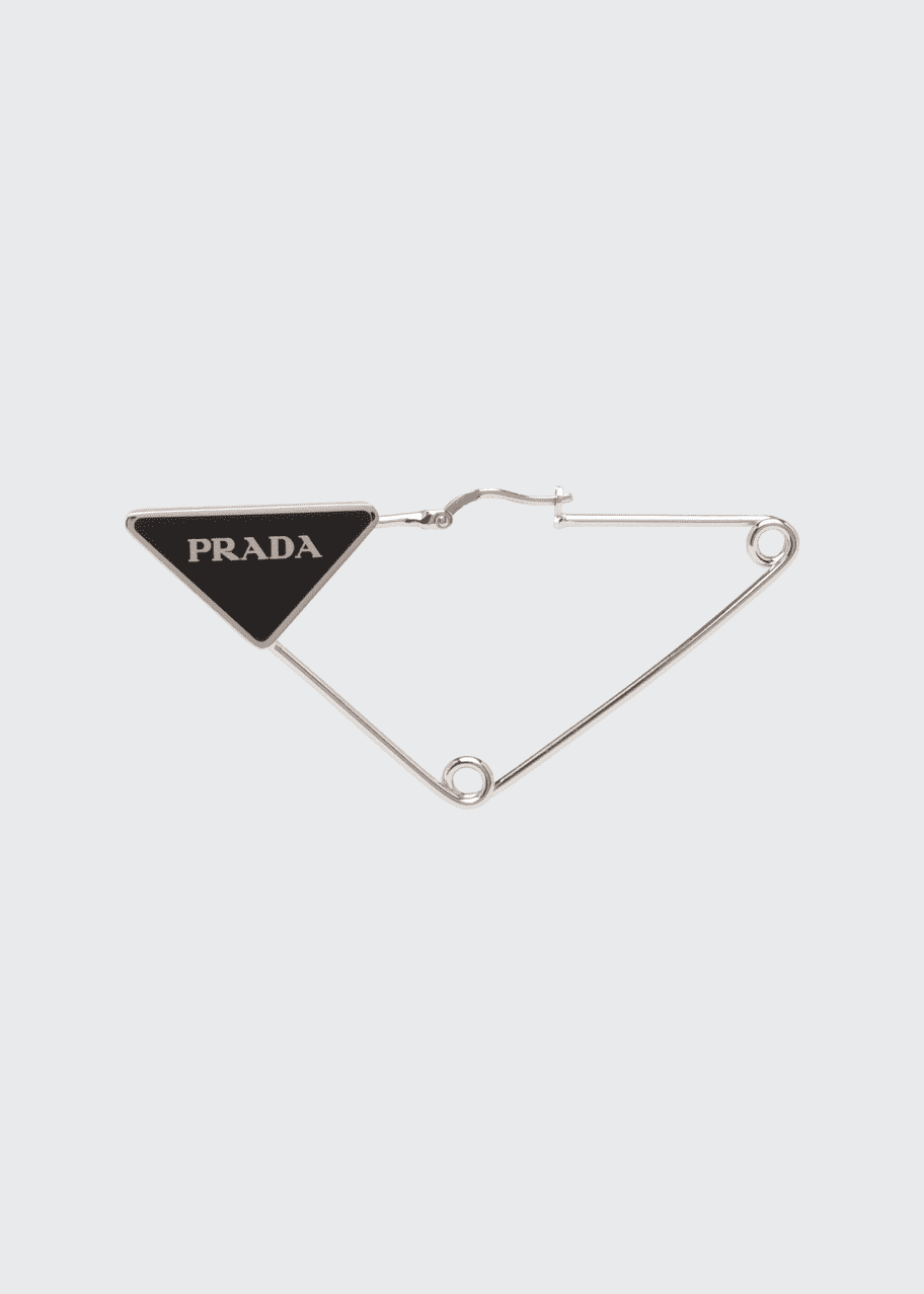 Prada Enamel Triangle Safety Pin Earring, Left - Bergdorf Goodman
