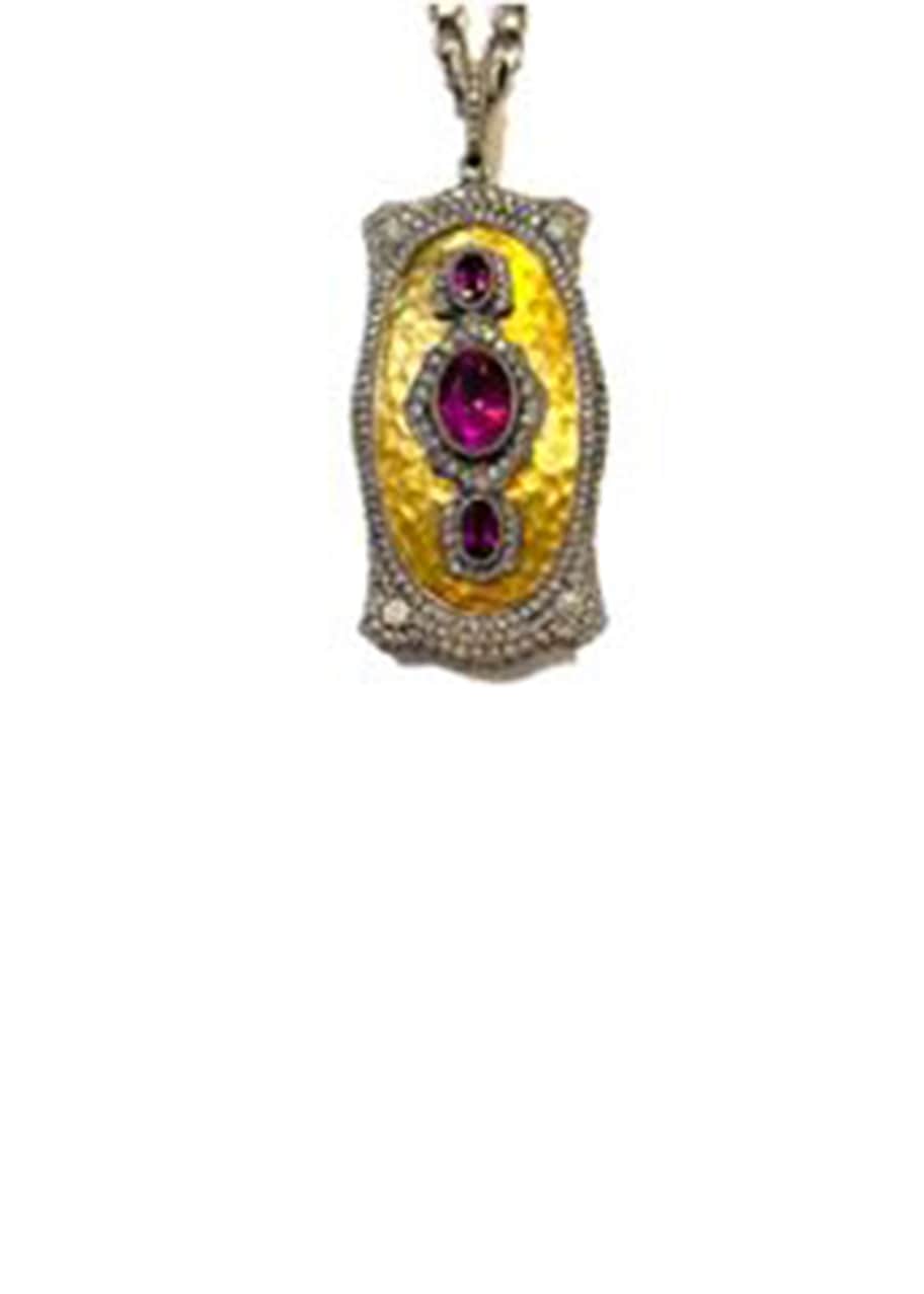Arman Sarkisyan Pink Sapphire 3-Stone Rectangular Locket - Bergdorf Goodman