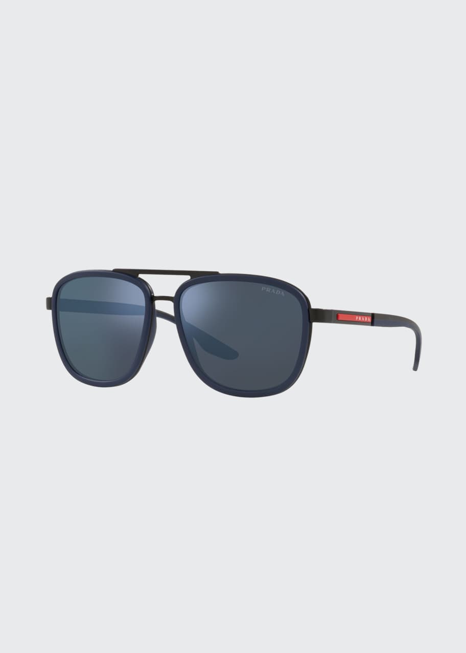 Prada Men's Linea Rossa Round Double-Bridge Sunglasses - Bergdorf Goodman