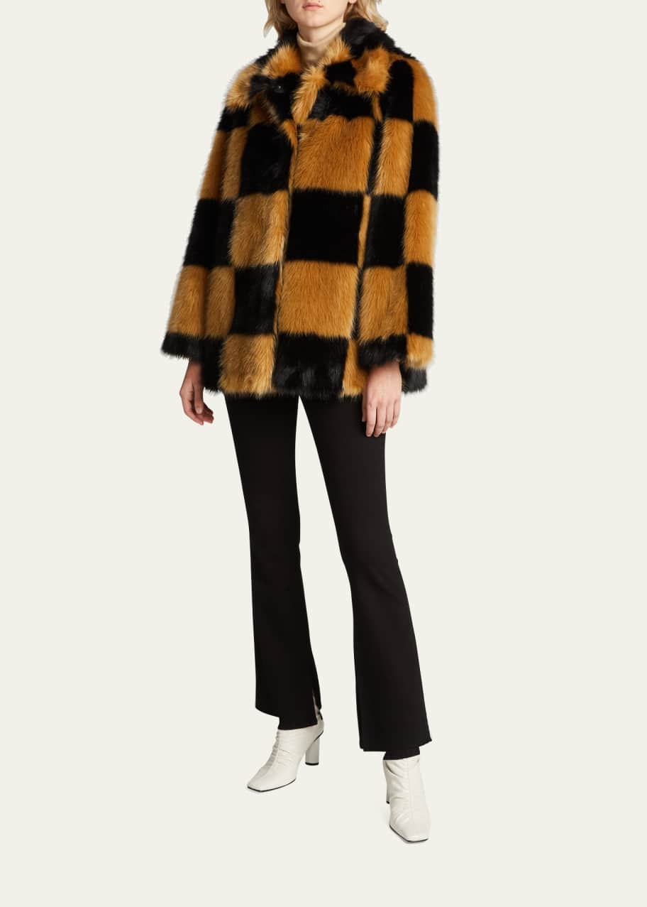 Stand Studio Nani Faux-Fur Large Check Jacket - Bergdorf Goodman