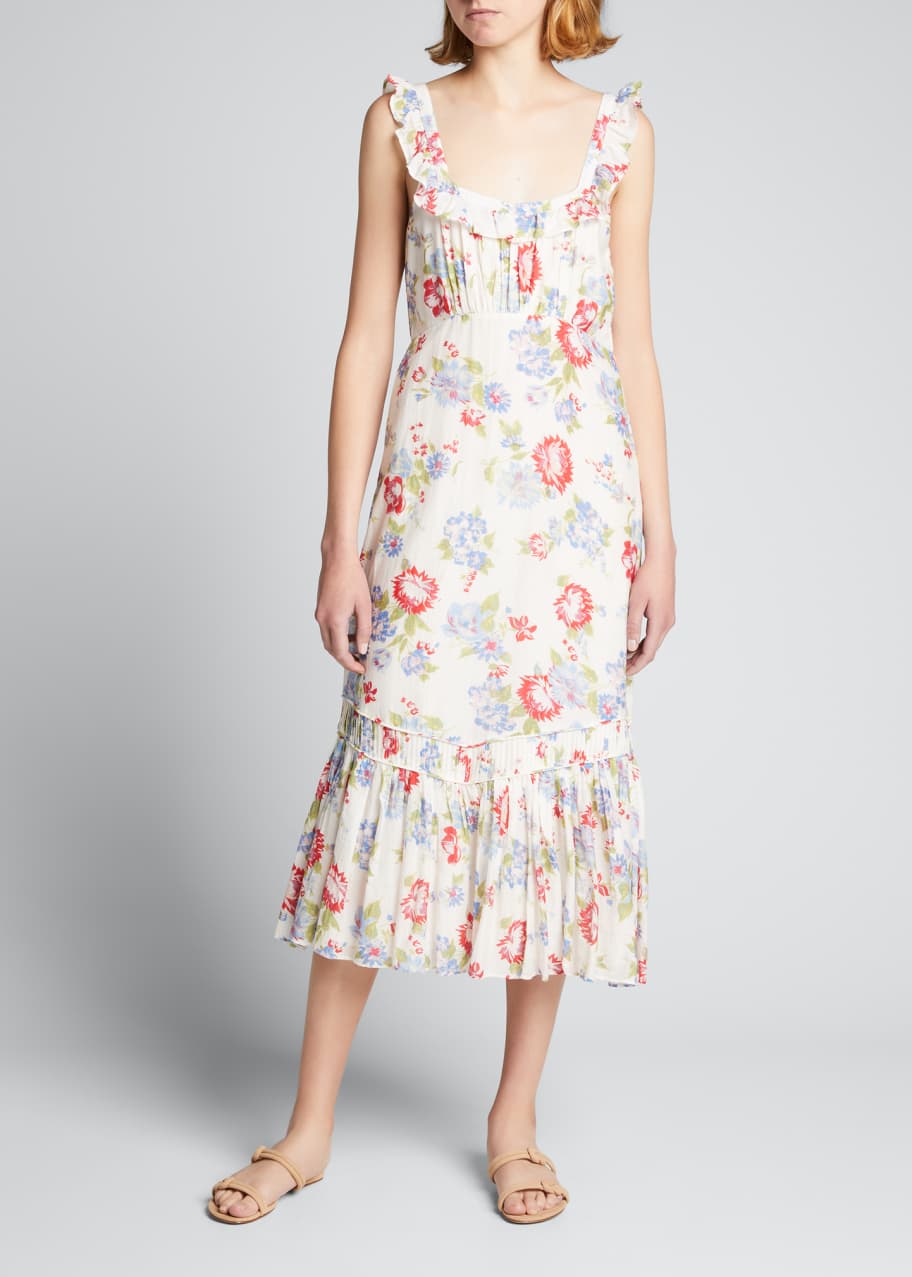 LoveShackFancy Weslan Midi Floral Cotton Dress - Bergdorf Goodman