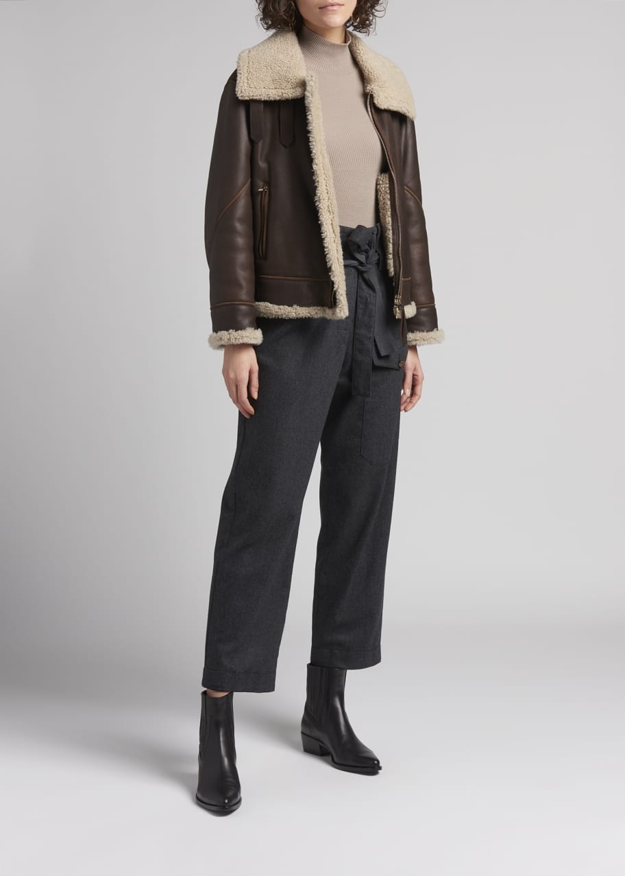 Giorgio Armani Leather Shearling-Lined Motorcycle Jacket - Bergdorf Goodman