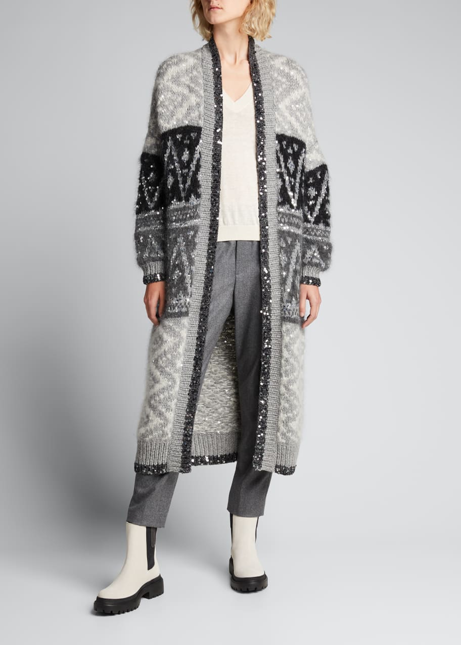 Brunello Cucinelli Long Paillette Opera-Knit Cardigan - Bergdorf Goodman